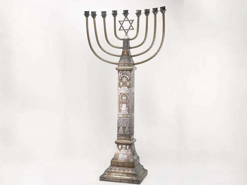 20th Century Persian Damascus Hanukkah Lamp, Circa 1910 – Menorah Galleries